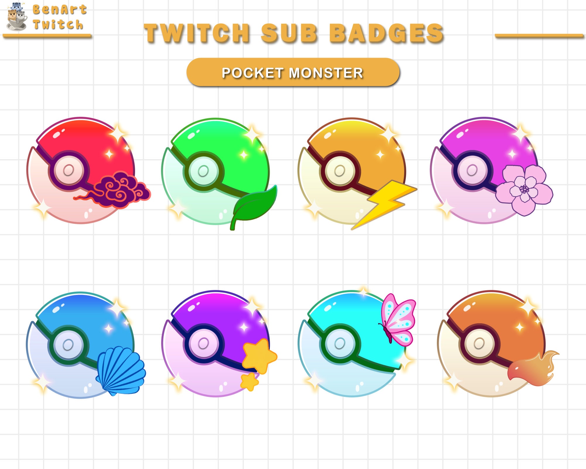Pokemon Balls Twitch Sub Badges, Pikachu Ball Sub Badges Streamers ...