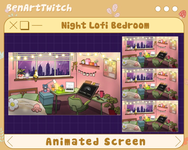 Animated Twitch Screens Lo-fi Bed Room, Animated Stream Screens Cozy ...