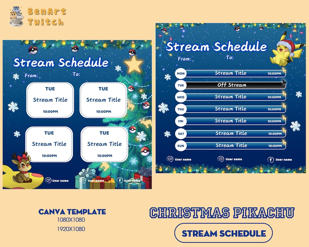 Pikachu Christmas Vibes Stream Schedule, Vtuber Schedule, Simple Weekly ...
