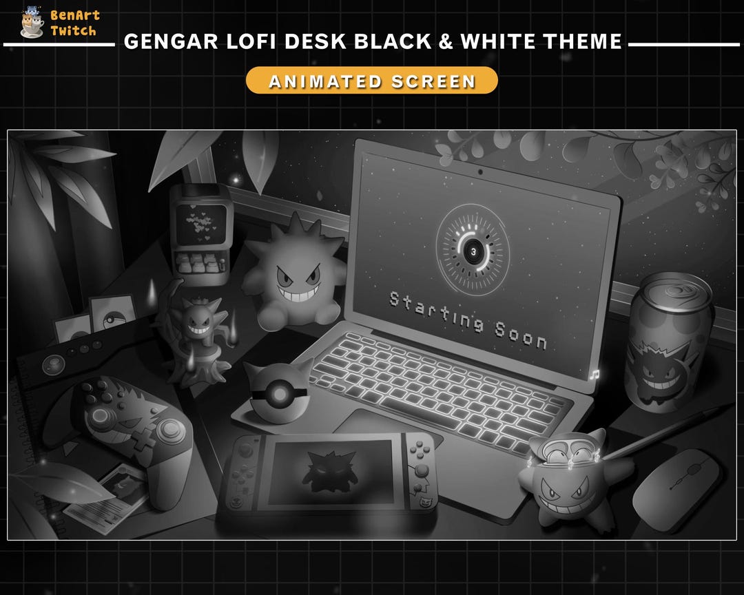 Gengar Twitch Overlay – Animated Stream Screens With Lofi Desk, Cozy ...