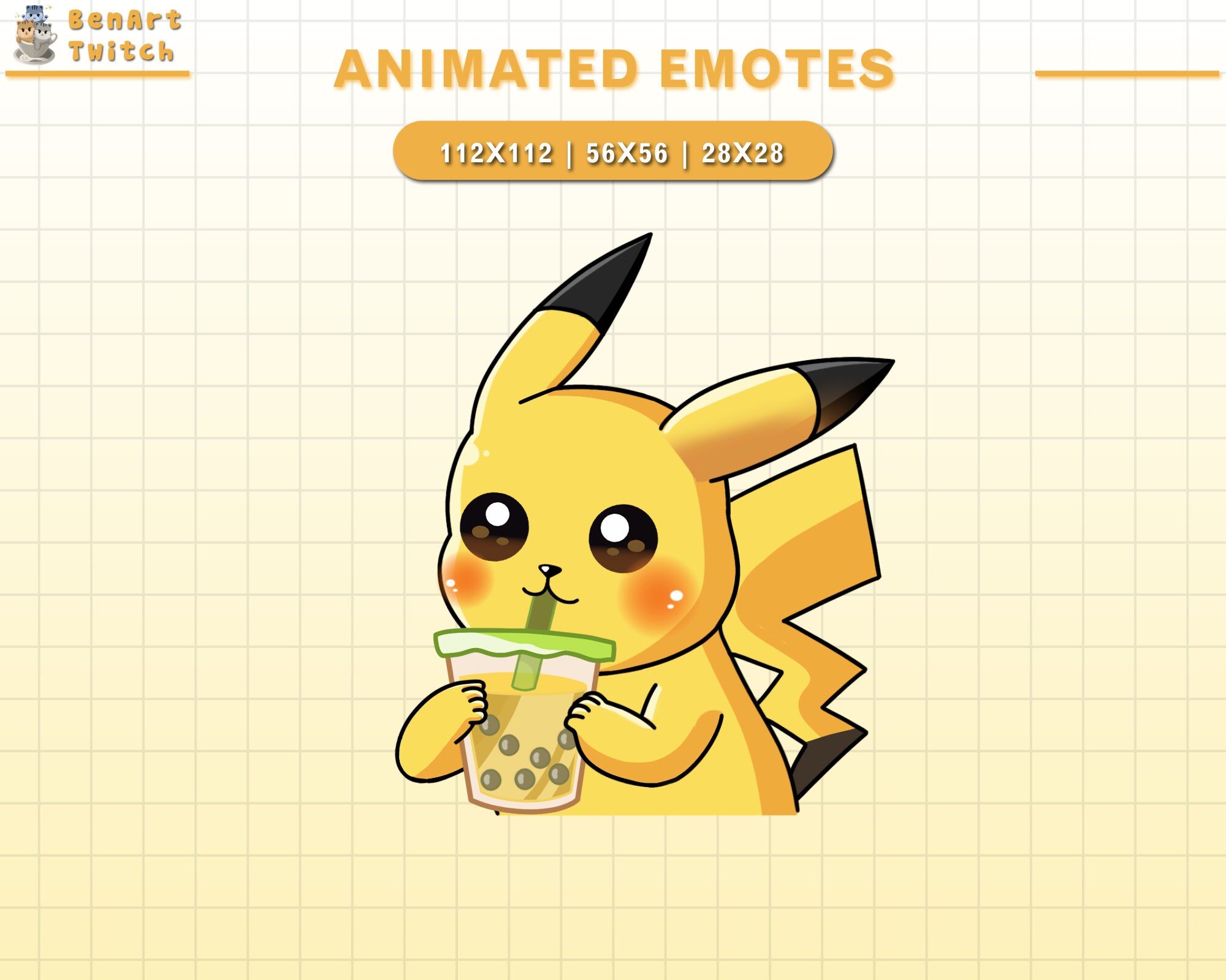 Animated Twitch Emote Pikachu Drink Boba Tea, Cute Pokemon Twitch ...