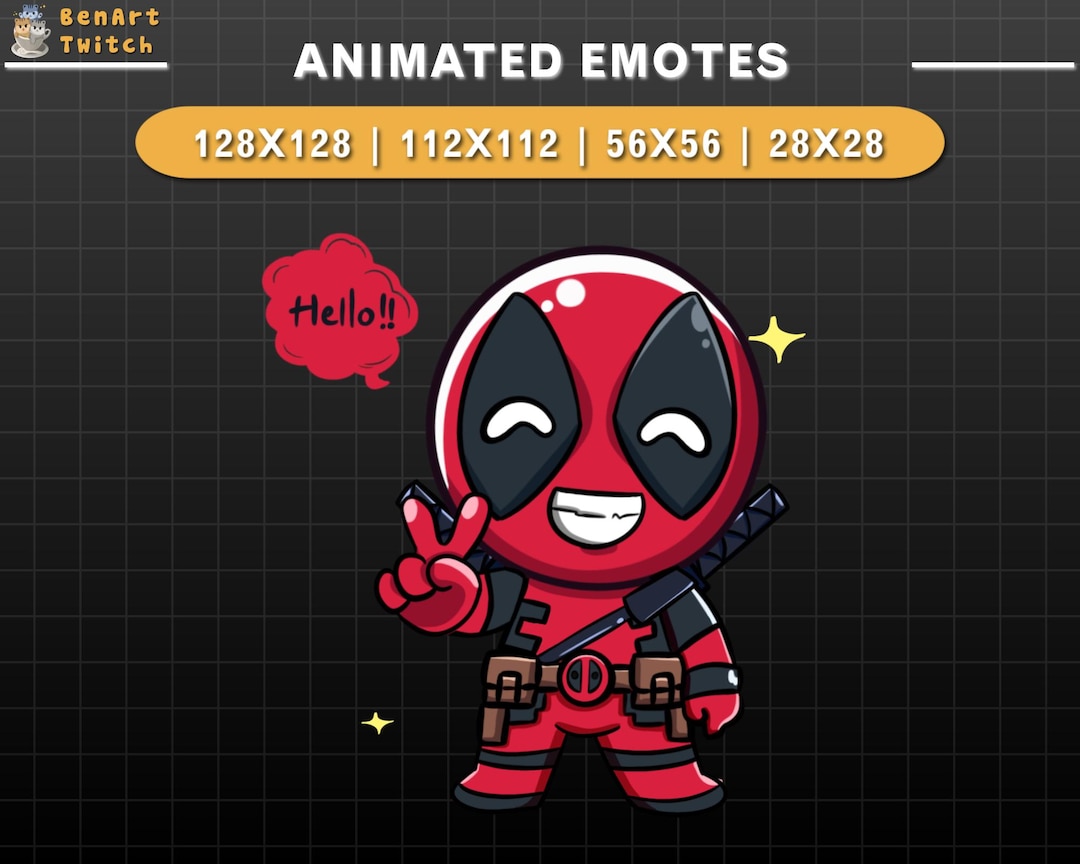 Animated Twitch Emote Deadpool Hi, Marvel Twitch Emotes, Cute Emotes ...