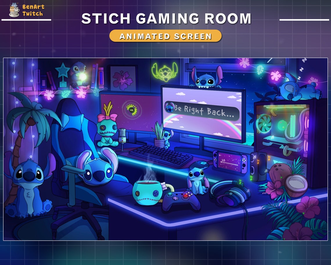 Animated Twitch Screens Game Room Stitch, Cute Stitch Stream Screens ...