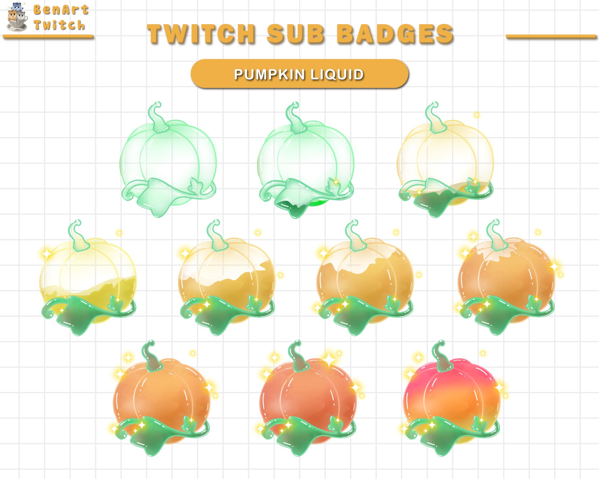 Liquid Pumpkin Twitch Sub Badges, Fall Twitch Sub Badges, Maple Sub ...