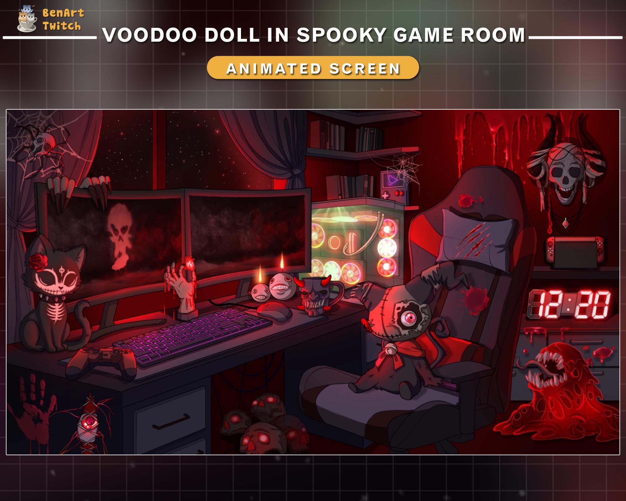 Animated Stream Screen Blood Horror Voodoo Doll Gaming Room Twitch ...