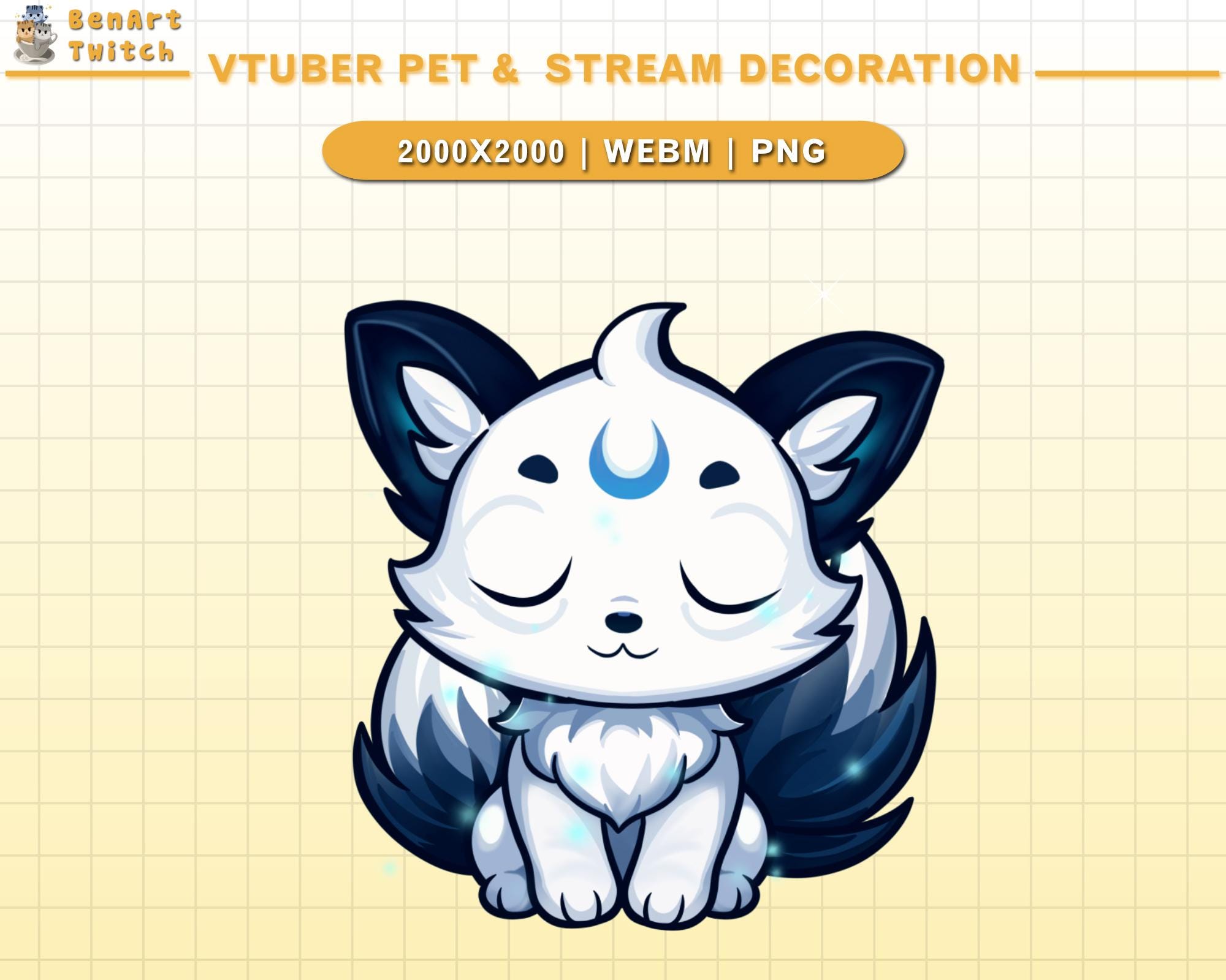 Animated Vtuber Stream Pet Nine Tails Fox, Stream Decoration Cute Fox ...