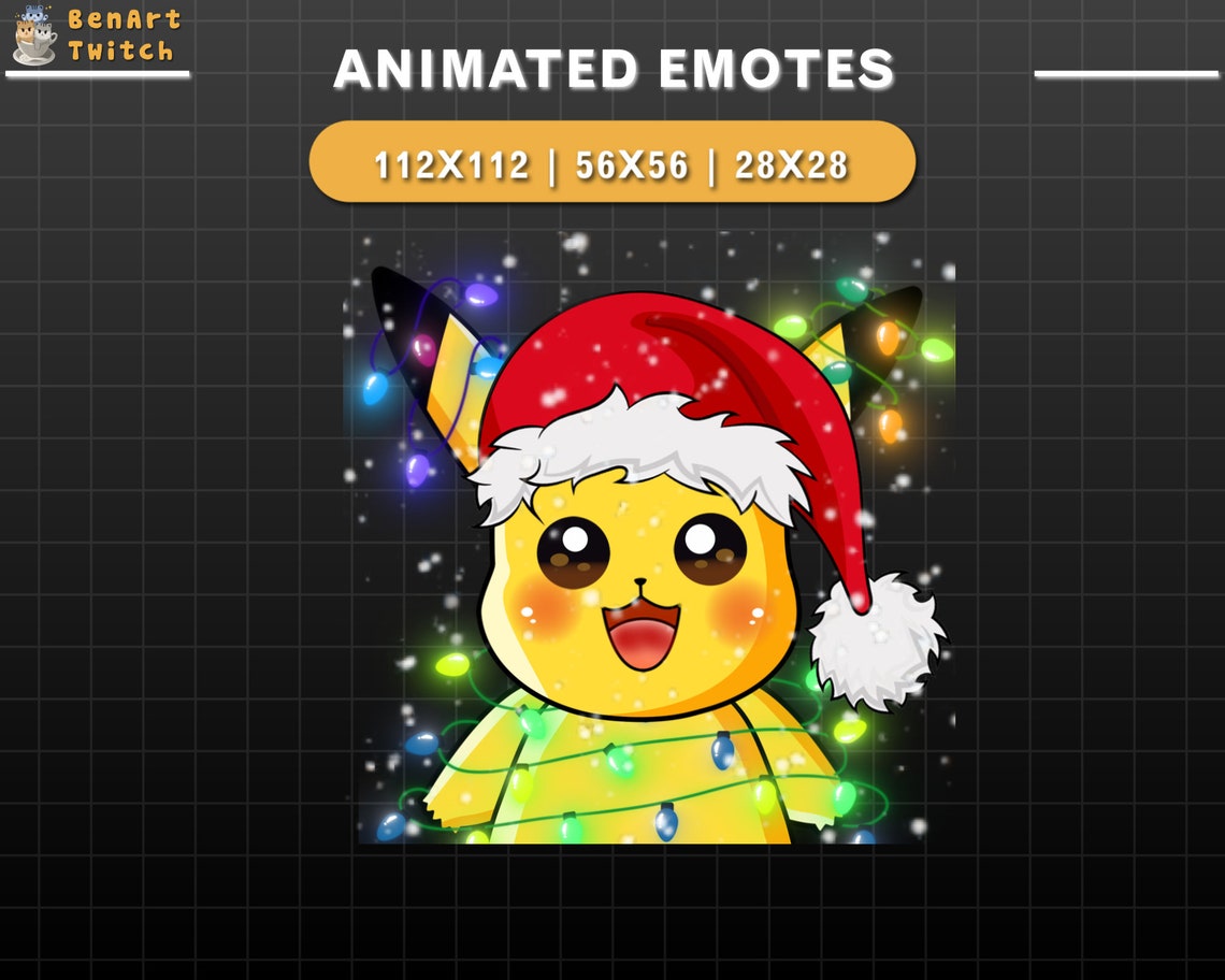 Animated Twitch Emote Christmas Pikachu With Snow Falling, Cute Pokemon ...