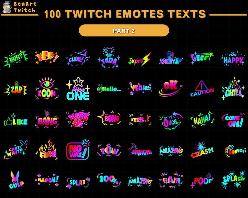 100x Twitch Text Emotes Pack, Discord Text Emotes, Cute Ready to Use ...