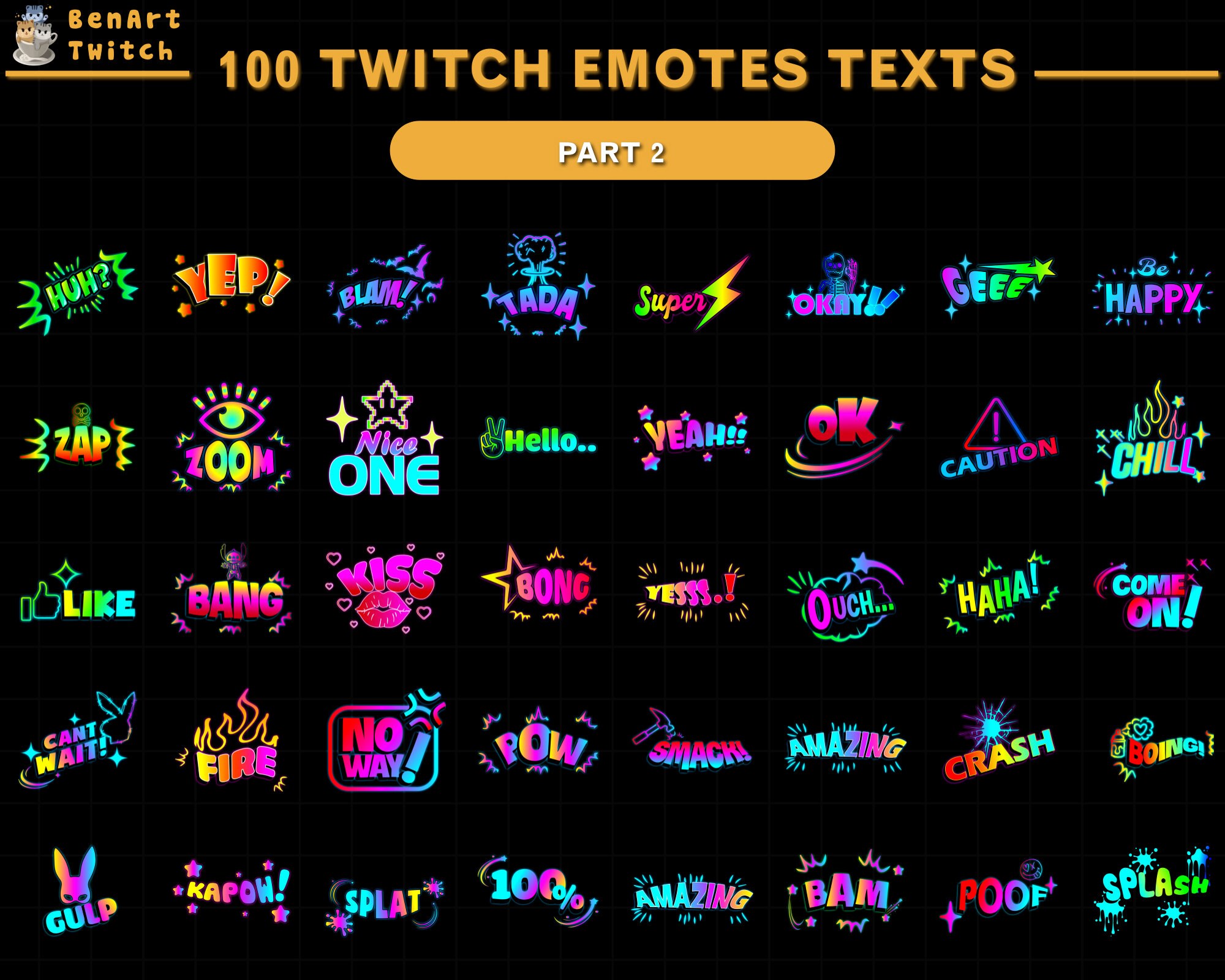 100x Twitch Text Emotes Pack, Discord Text Emotes, Cute Ready to Use ...