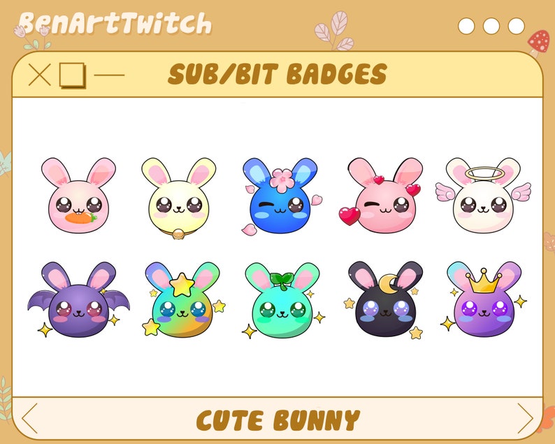 Cute Bunny Twitch Sub Badges, Rabbit Twitch Sub Badges for Streamers ...