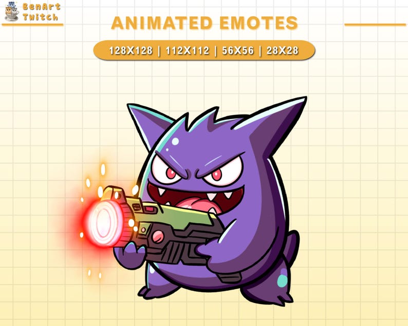 Animated Twitch Emote Gengar Shoots Gun, Cute Pokemon Twitch Emotes ...