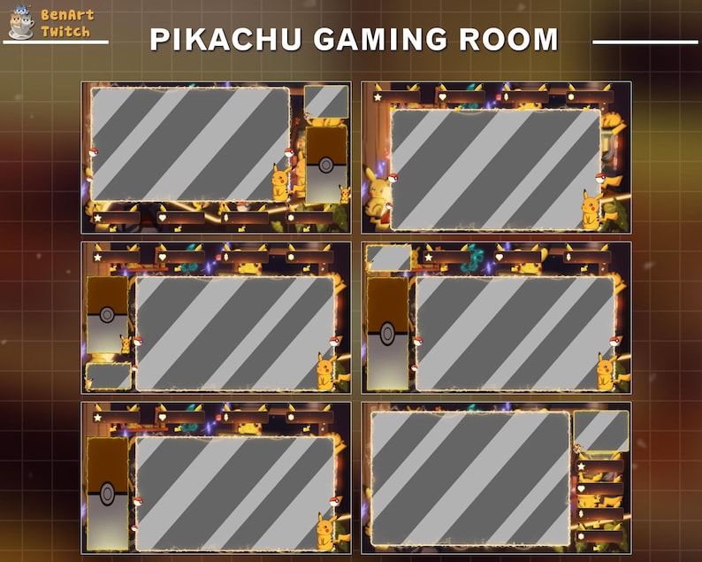Animated Twitch Overlay Game Room Pikachu, Cute Pikachu Stream Package ...