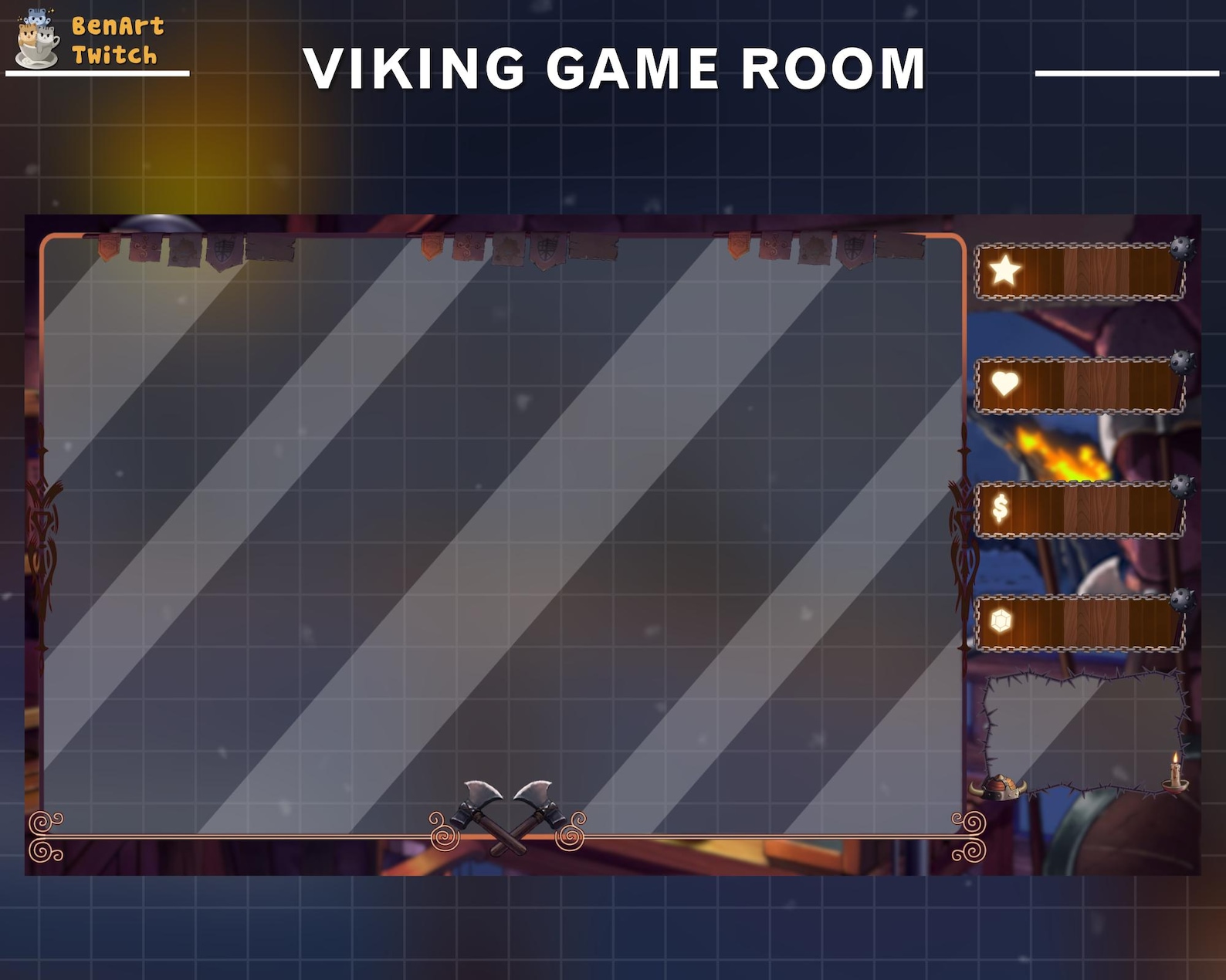 Viking Game Room Twitch Overlay, Animated Nordic Warrior Stream Package ...