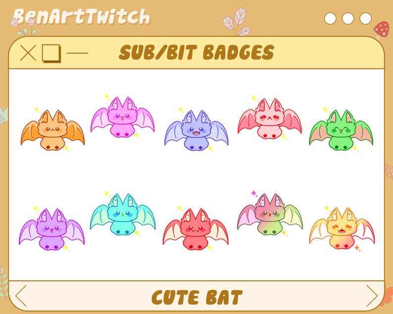 Rainbow Cute Bats Twitch Sub Badges, Cute Bats Emotes, Ready to Use for ...