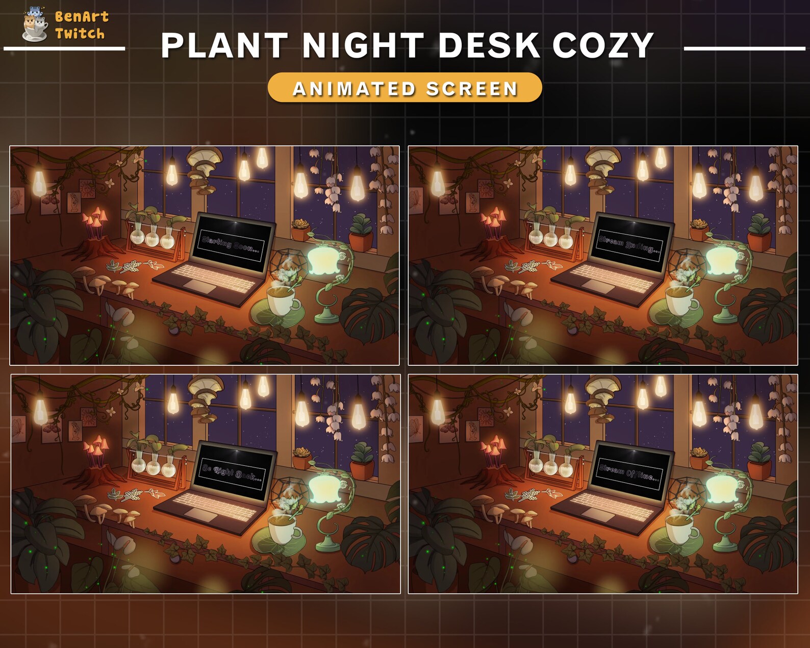 Animated Twitch Screens Game Room Plants, Lo-fi Room Stream Screens ...