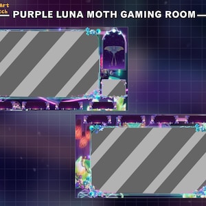 Animated Stream Package Game Room Luna Moth, Goth Twitch Overlay With Crystal , PC Setup ...