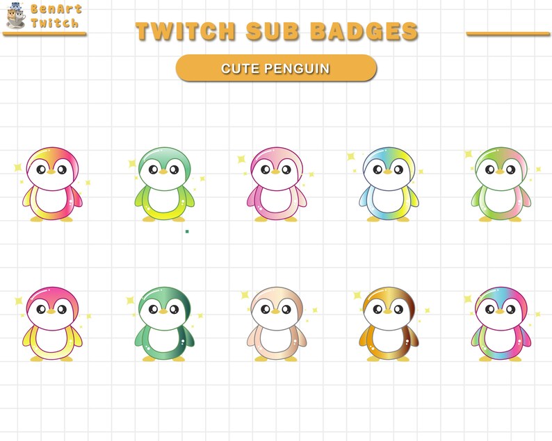 Cute Penguin Twitch Sub Badges, Penguin Twitch Badges for Streamers ...