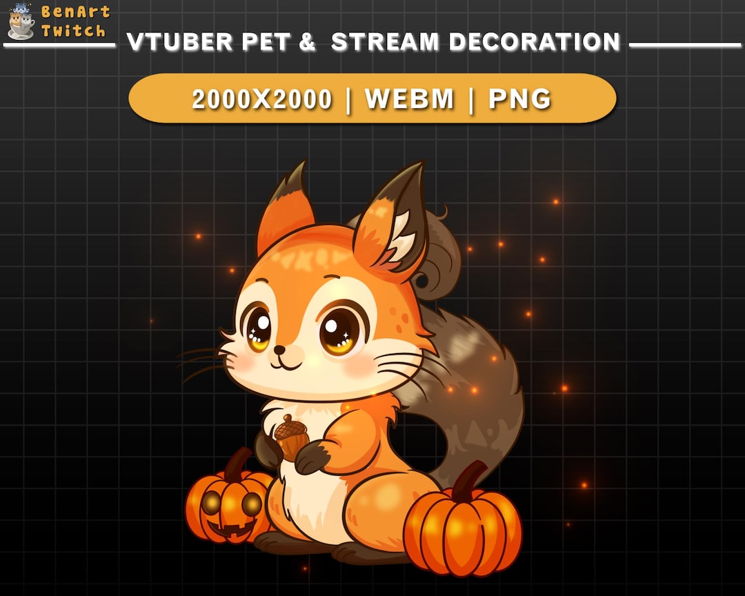 Animated Cute Squirrel Vtuber Pet, Autumn Stream Decoration for Aesthetic Twitch Overlay - Etsy
