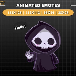 Animated Twitch Emote Cute Reaper Hi, Halloween Twitch Emotes, Cute ...