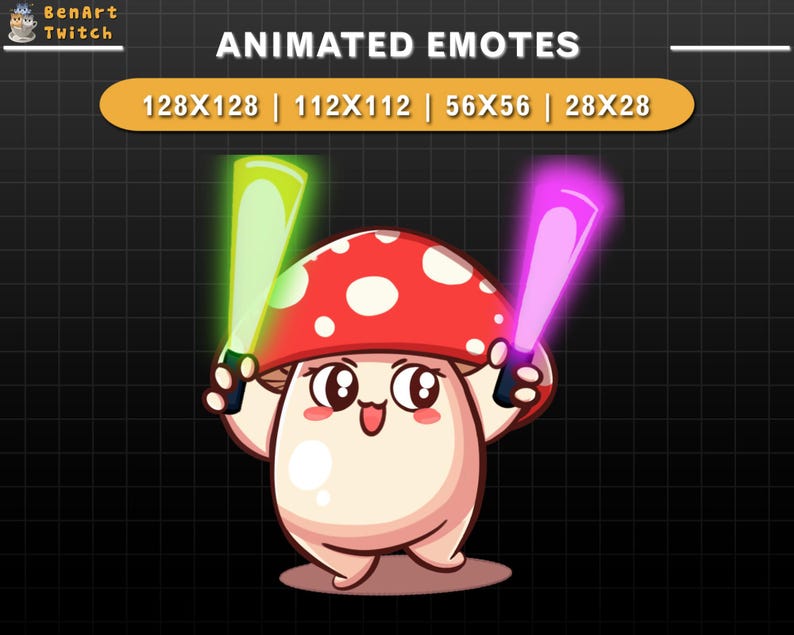 Animated Twitch Emote Mushroom Cheering, Fall Twitch Emotes, Autumn ...