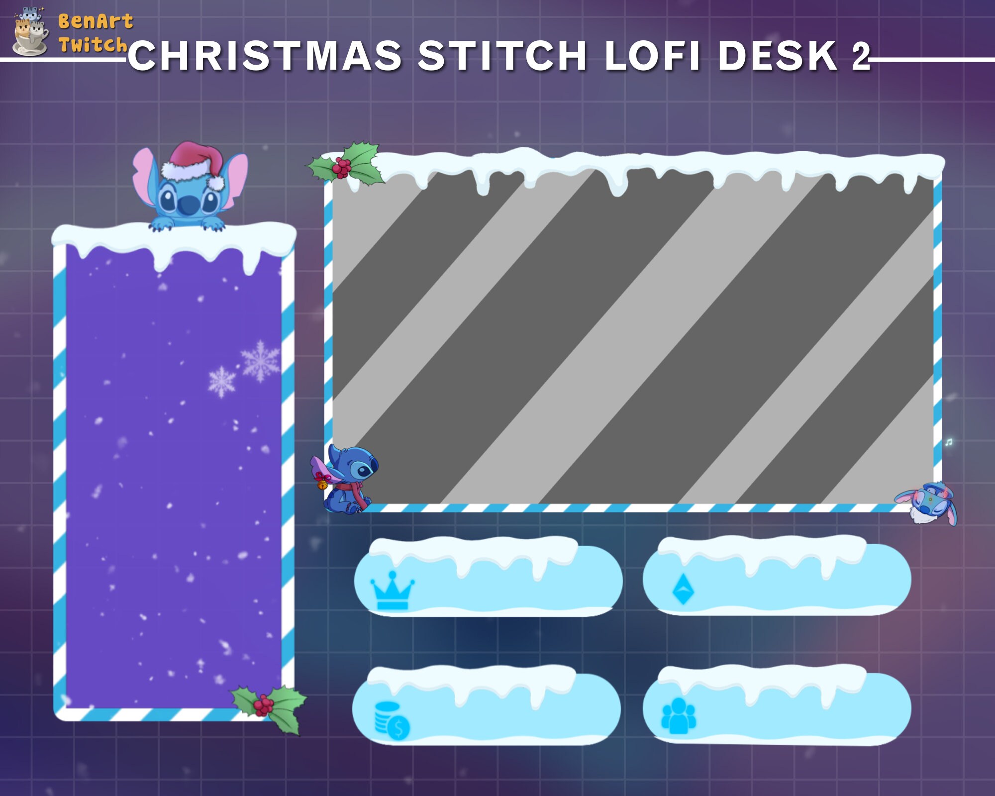 Animated Twitch Overlay Package Christmas Lo-fi Desk Stitch, Cute ...