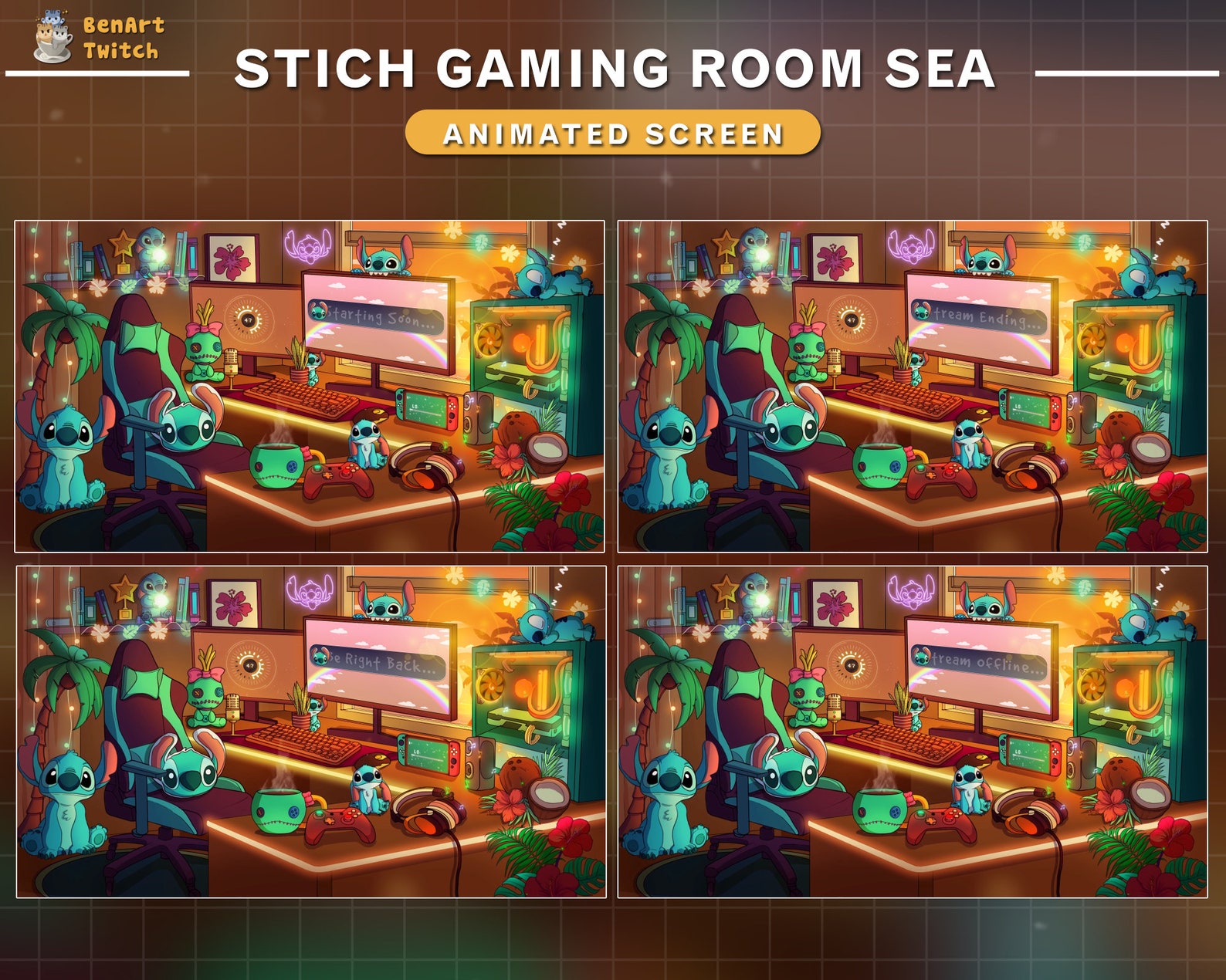 Animated Twitch Screens Game Room Stitch Day Theme, Cute Stitch Stream ...