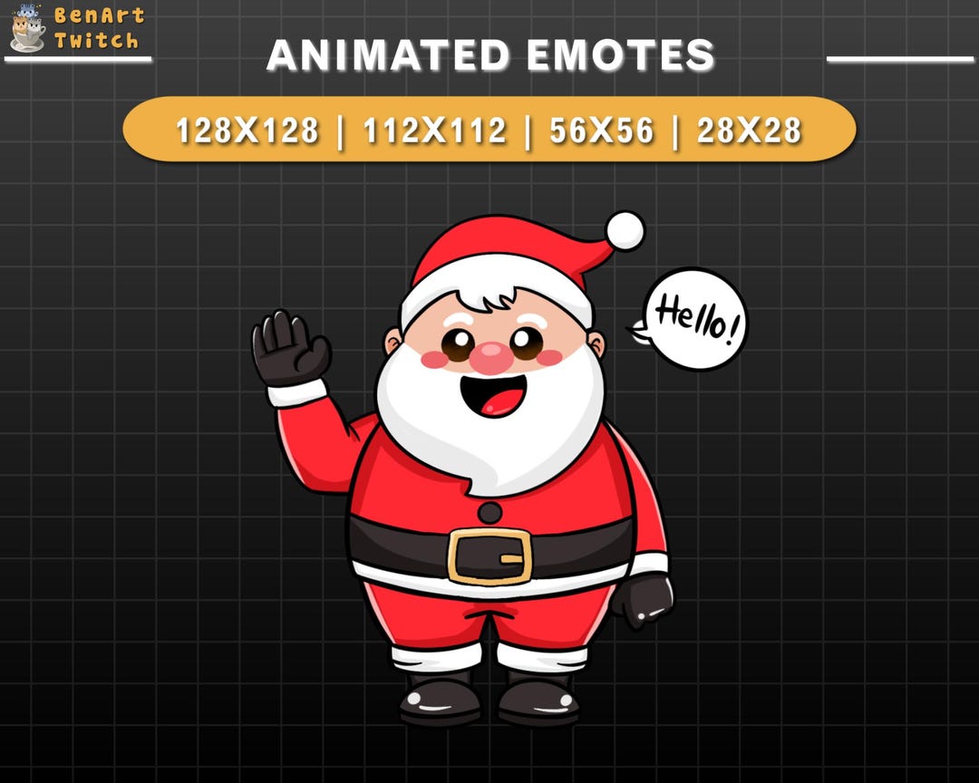Animated Twitch Emote Santa Claus Hi, Cute Christmas Twitch Emotes ...