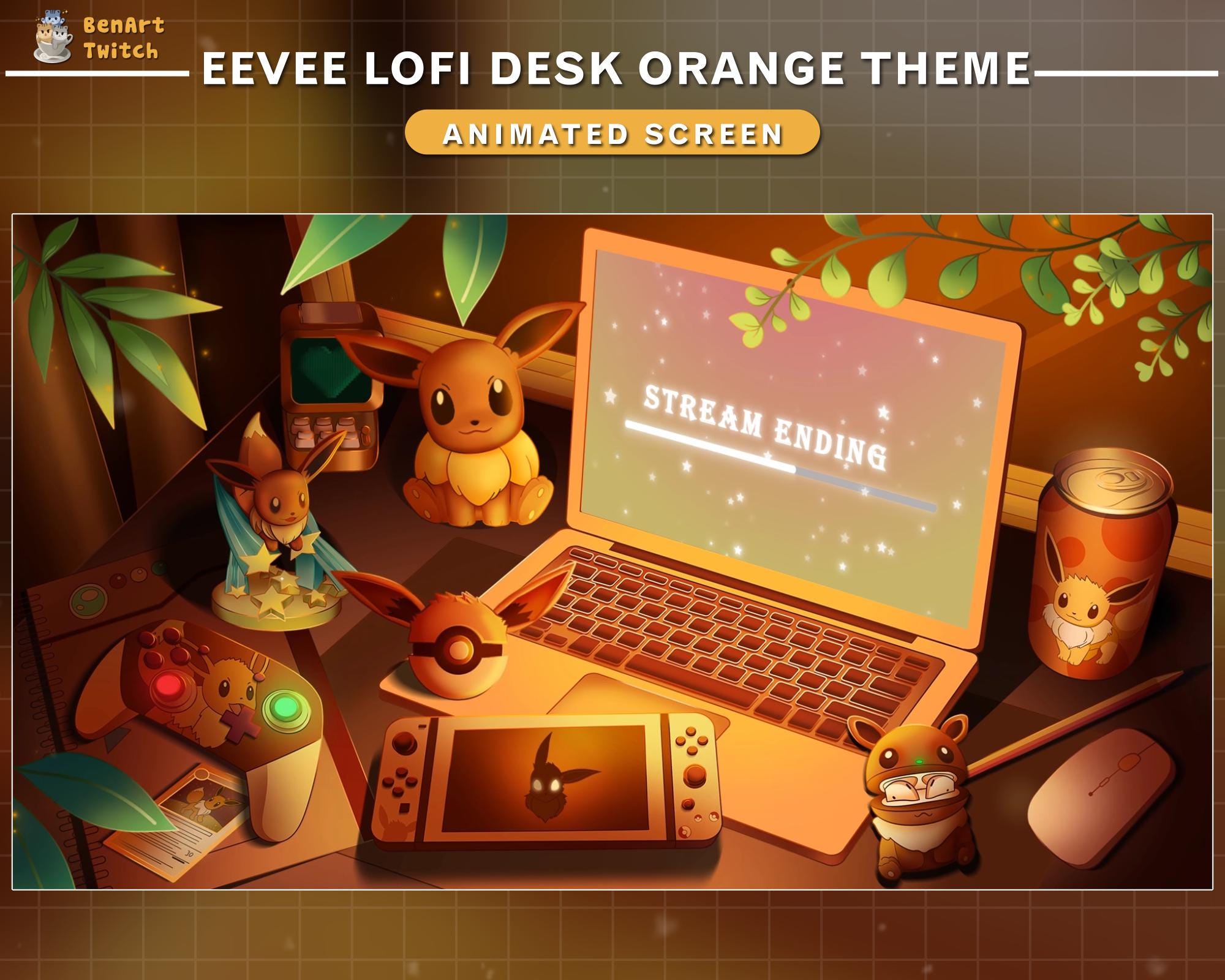 Chibi Eevee Twitch Overlay – Animated Stream Screen With Lofi Desk ...