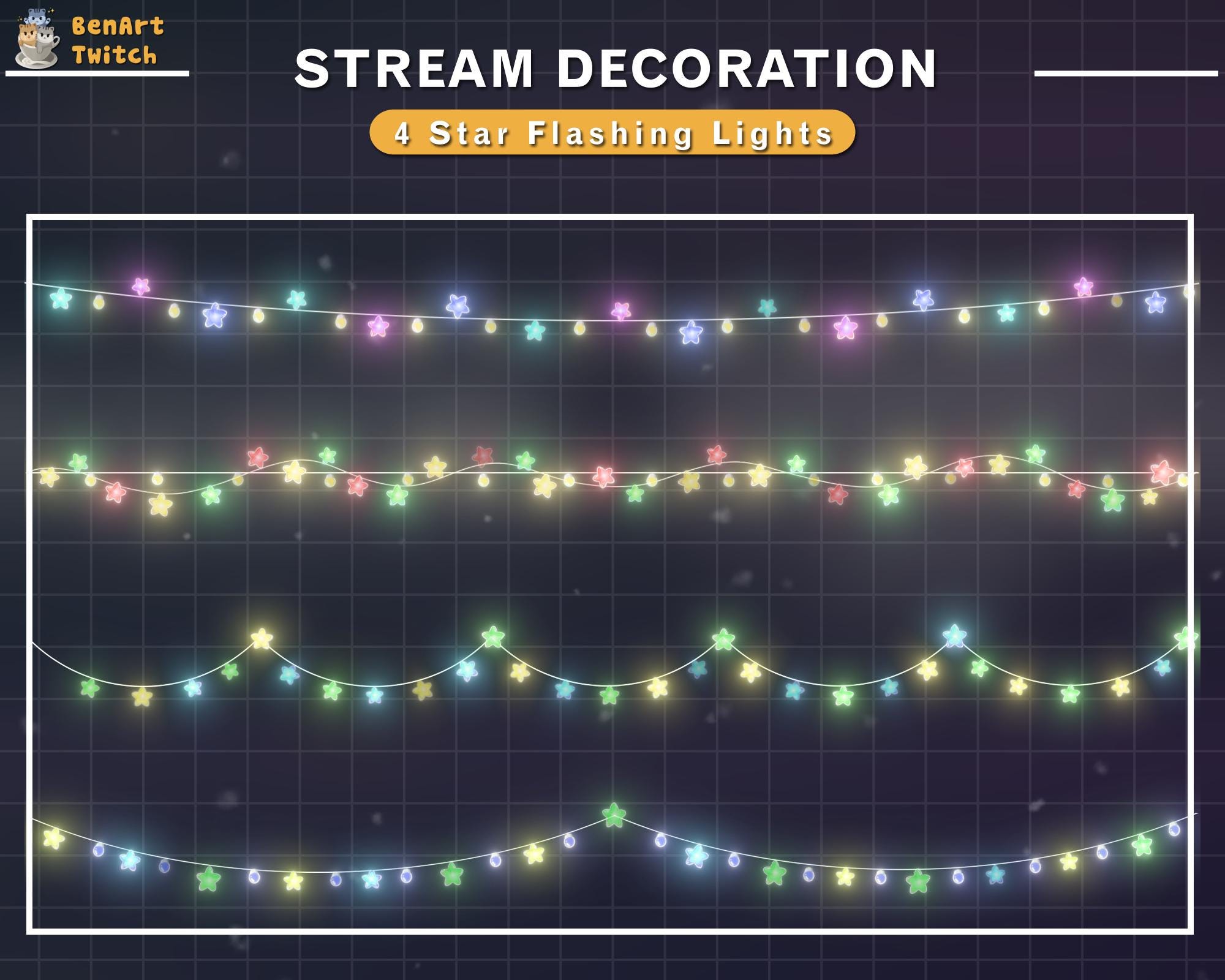 4x Animated Star Twinkle Lights Twitch Stream Decoration - Etsy