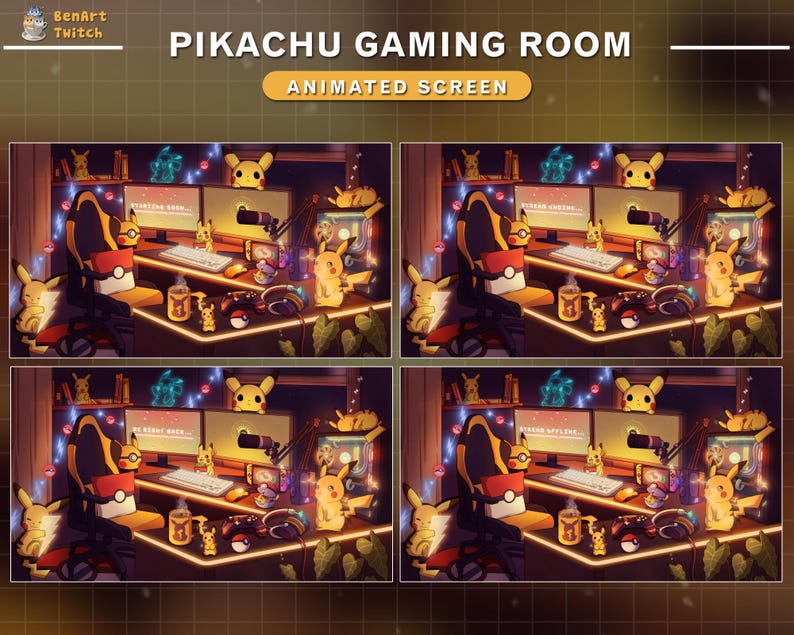 Animated Twitch Screens Game Room Pikachu, Cute Pikachu Stream Screens ...