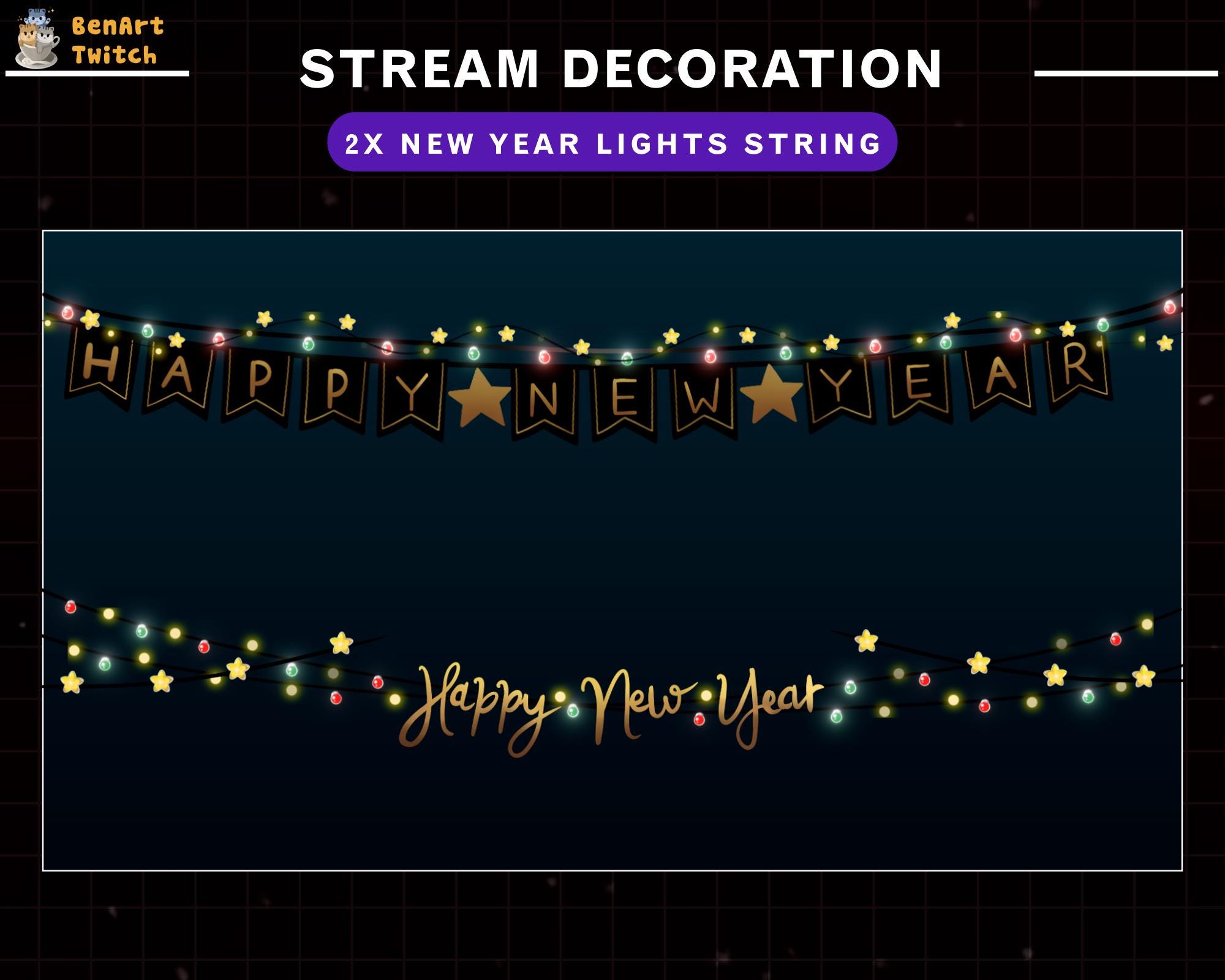 2x Animated New Year Twinkle Lights Twitch Stream Decoration - Etsy