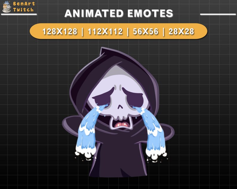 Animated Twitch Emote Cute Reaper Crying, Kawaii Twitch Emotes, Cute ...