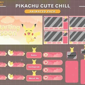 Animated Pikachu Twitch Overlay, Cute Pokemon Stream Overlay, Kawaii ...