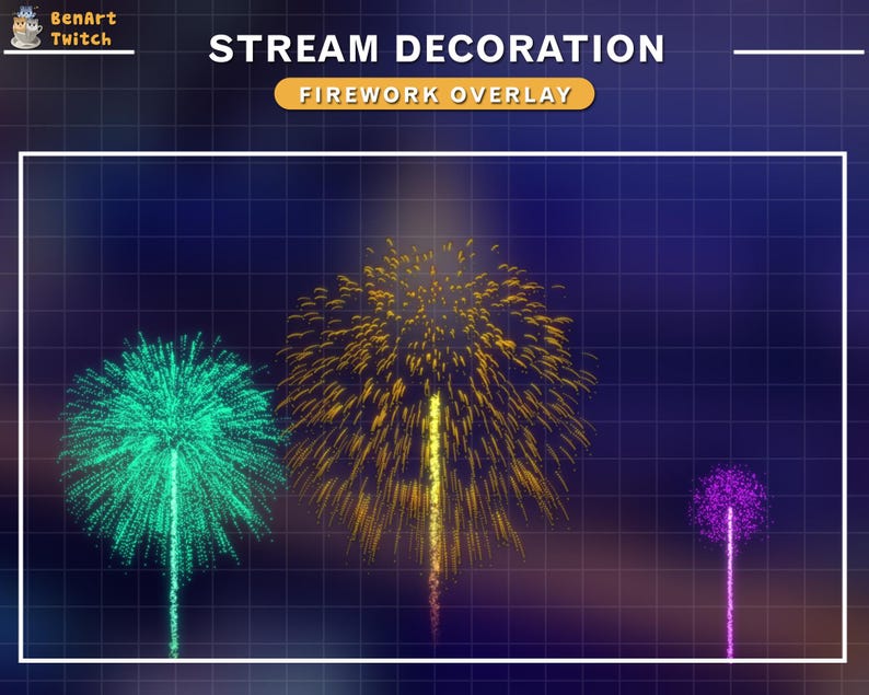 Animated Firework Twitch Overlay, Colorful Firework, Stream Decoration ...