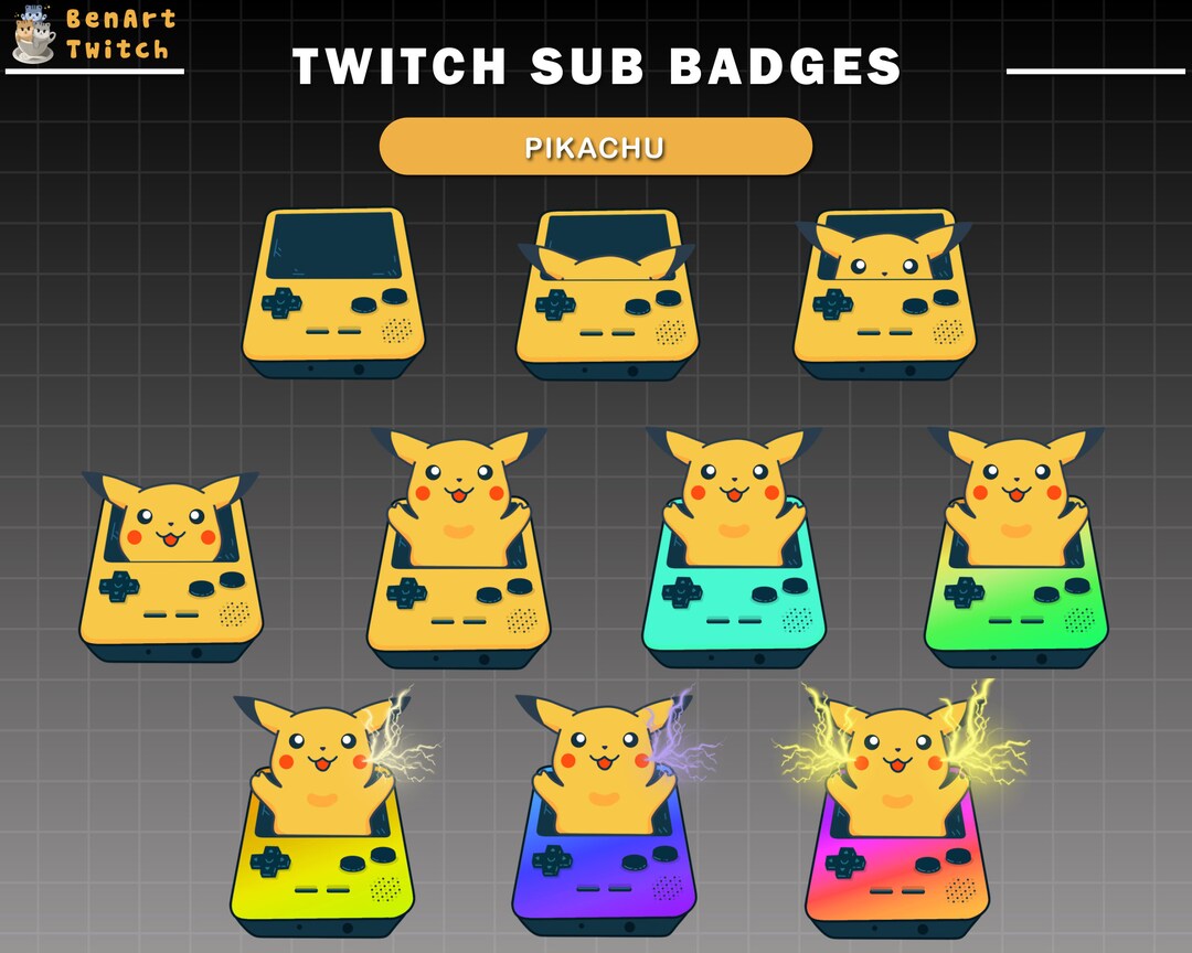 Pikachu Game Controller Twitch Sub Badges, Cute Pokemon Sub Badges for ...
