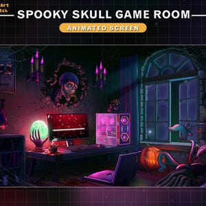 Animated Twitch Screens Hallowween Game Room, Animated Spooky PC Room ...