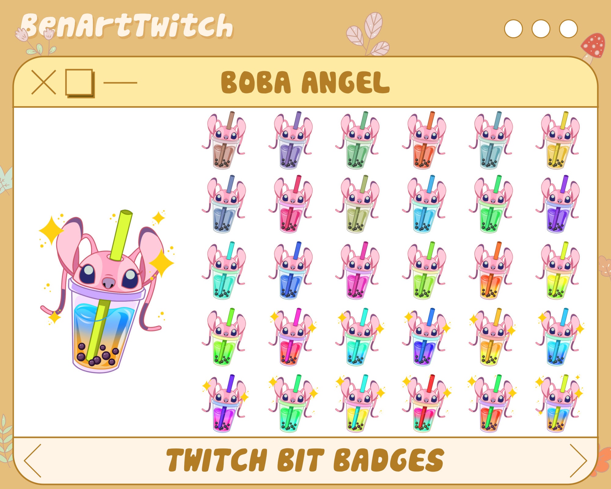 30x Boba Angel Twitch Bit Badges, Wife Stitch Twitch Sub Badges for ...