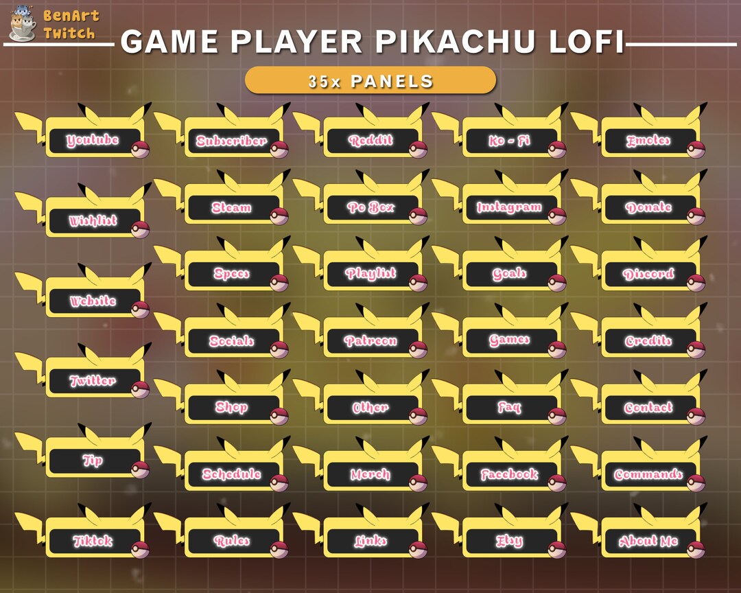 Pikachu Twitch Panels Pack, Cute Pikachu Panels for Twitch Profile ...