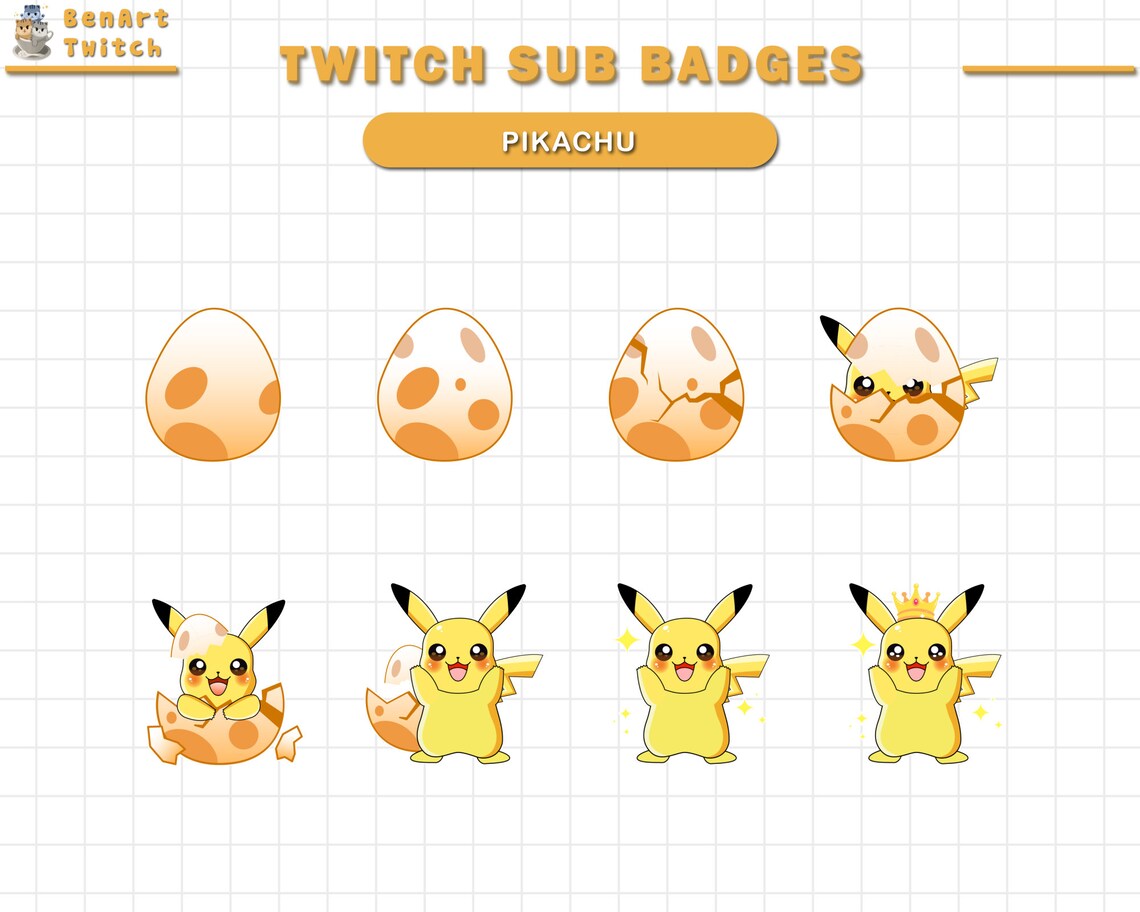 Pikachu Twitch Sub Badges, Cute Pokemon Sub Badges for Streamers ...