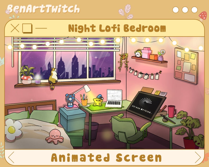Animated Twitch Screens Lo-fi Bed Room, Animated Stream Screens Cozy ...