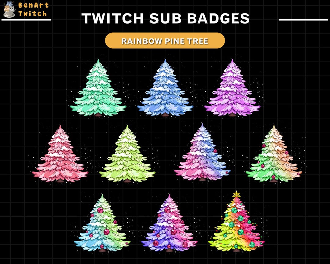Rainbow Christmas Tree Twitch Sub Badges, Christmas Twitch Badges - Etsy