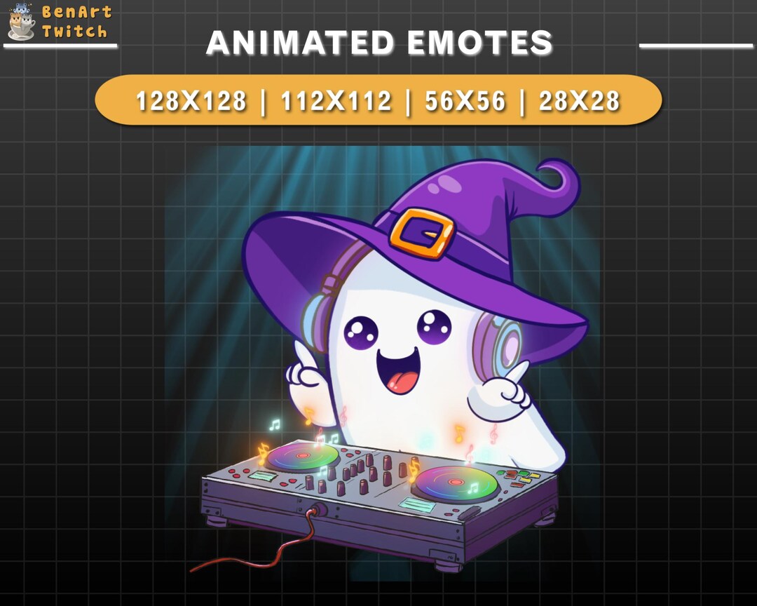 Animated Twitch Emote Cute Ghost DJ, Halloween Twitch Emotes, Cute ...