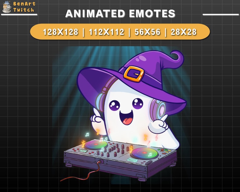Animated Twitch Emote Cute Ghost DJ, Halloween Twitch Emotes, Cute ...
