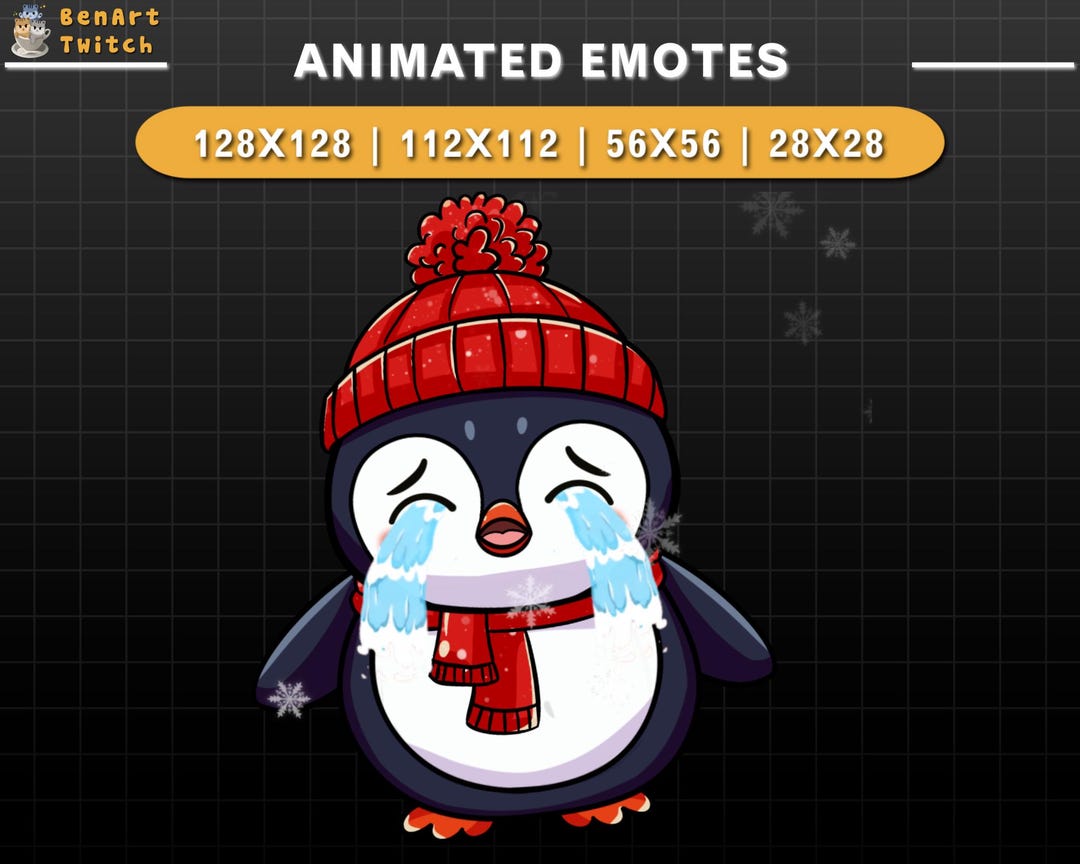 Animated Twitch Emote Penguin Cry, Christmas Twitch Emotes, Cute Emotes ...