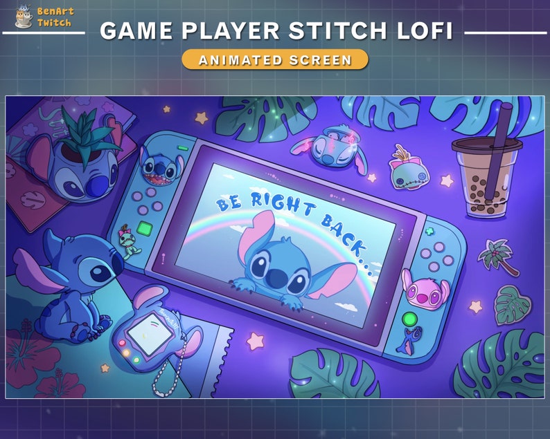 Animated Twitch Screens Lo-fi Desk Stitch, Cute Stitch Stream Screens ...