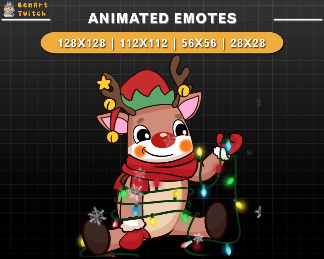 Animated Twitch Emote Christmas Reindeer Twinkle Lights, Cute Christmas ...
