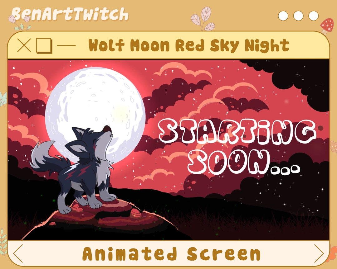 Animated Red Wolf Moon Twitch Screens, Moon Sky Night Stream Screens ...