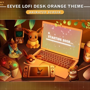 Chibi Eevee Twitch Overlay – Animated Stream Screen With Lofi Desk ...