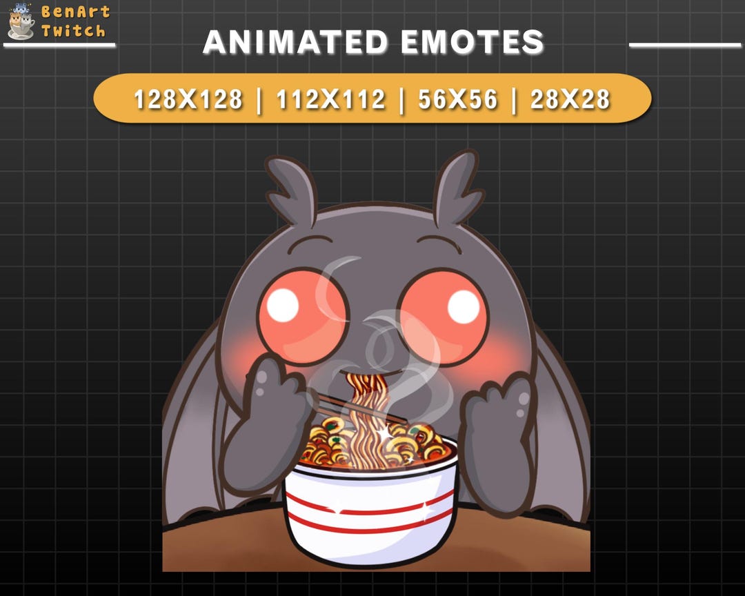 Animated Mothman Ramen Twitch Emote, Cute Fantasy Stream Decoration ...