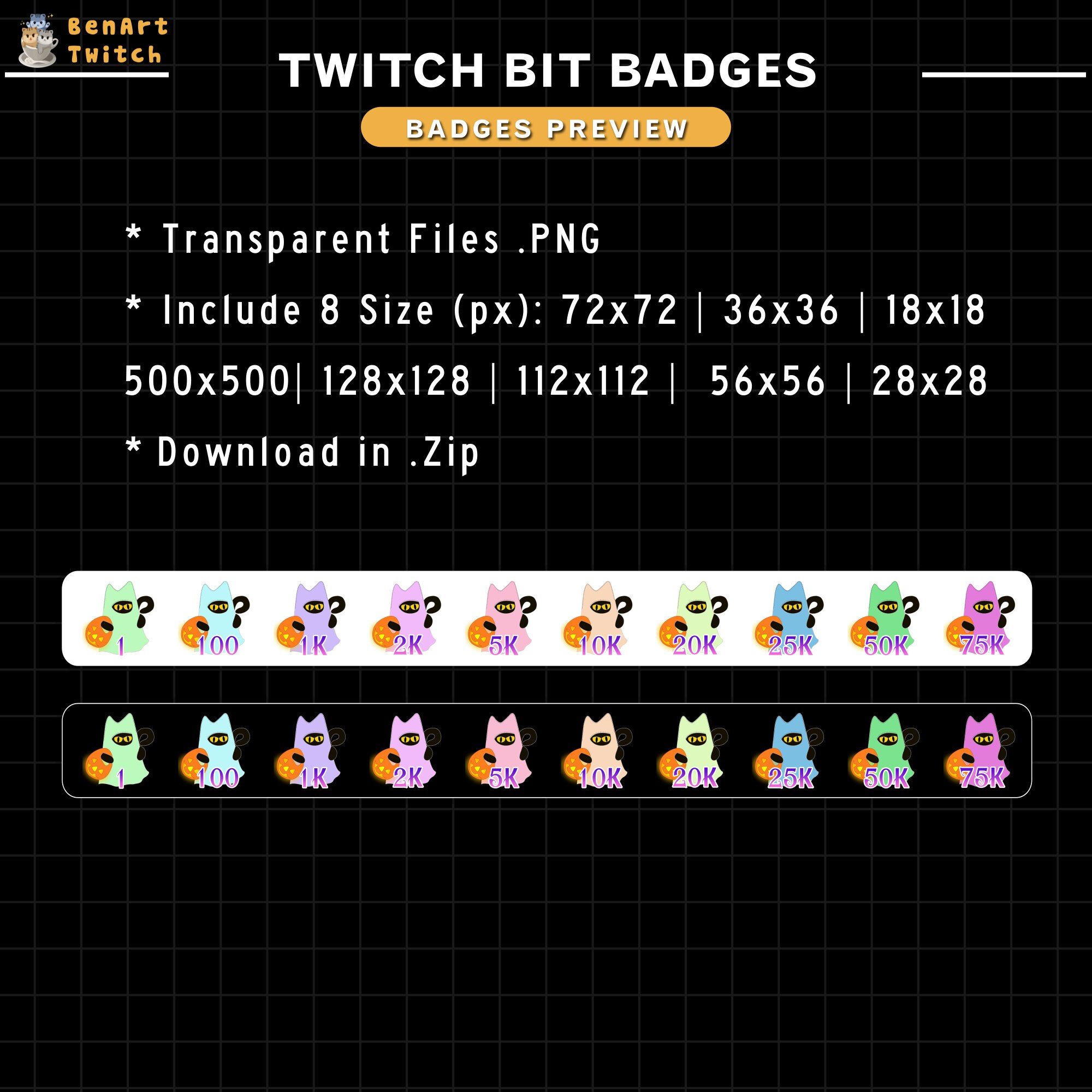 30x Cats Hiding Twitch Bit Badges, Halloween Cat Twitch Sub Badges for ...